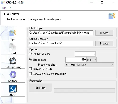 Обзор KFK File Splitter